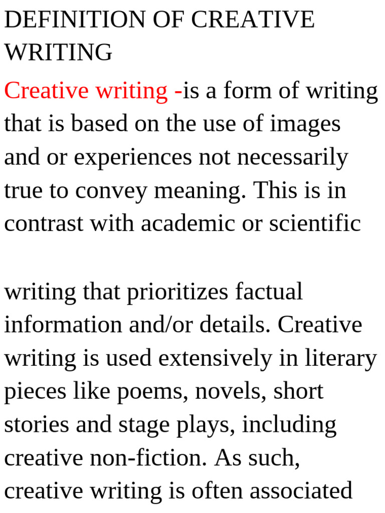 Definition of Creative Writing Ims | PDF
