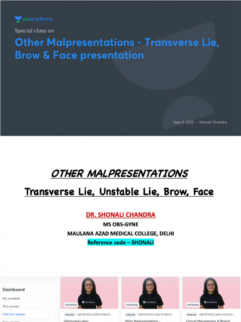 Other Malpresentations Transverse Lie Brow Face Presentation No Anno | PDF