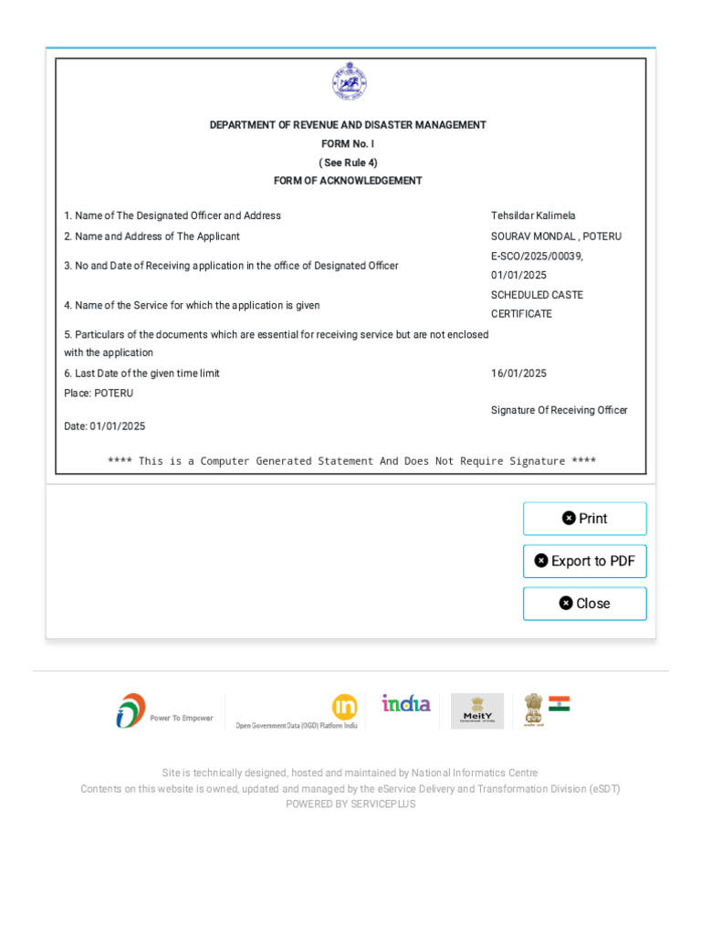 ServicePlus- Issuance of Scheduled Caste Certificate | PDF