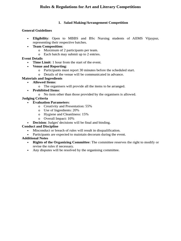 Art Competition Rules for Students | PDF | Committee | Image Resolution