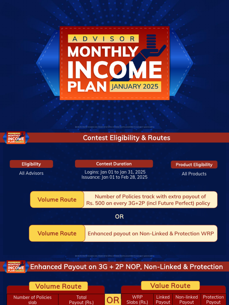 Advisor Monthly Income Plan - Jan 2025 | PDF