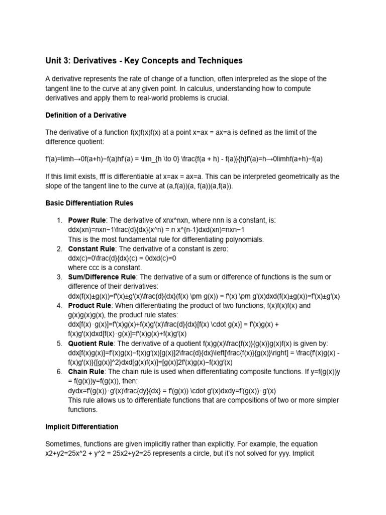 Unit 2 - Limits and Continuity | PDF | Derivative | Tangent