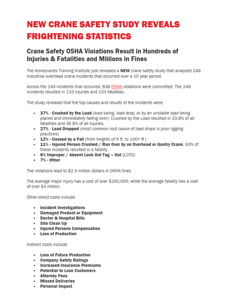 New Crane Safety Study Reveals Frightening Statistics | PDF ...
