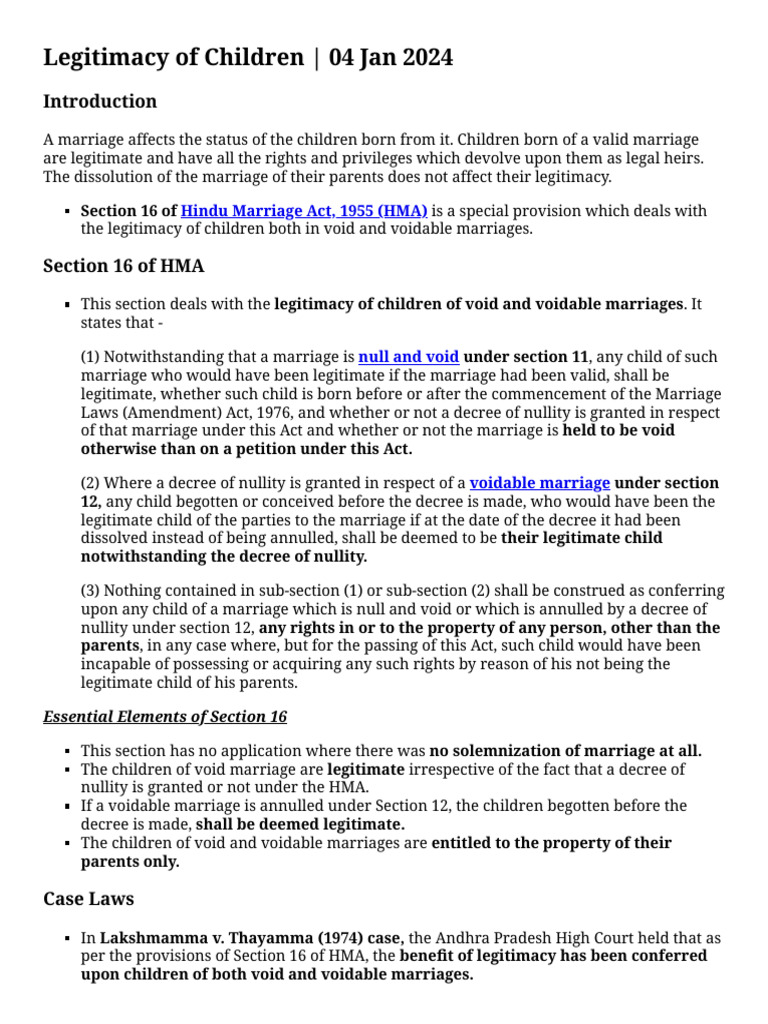 legitimate of children | PDF | Annulment | Family