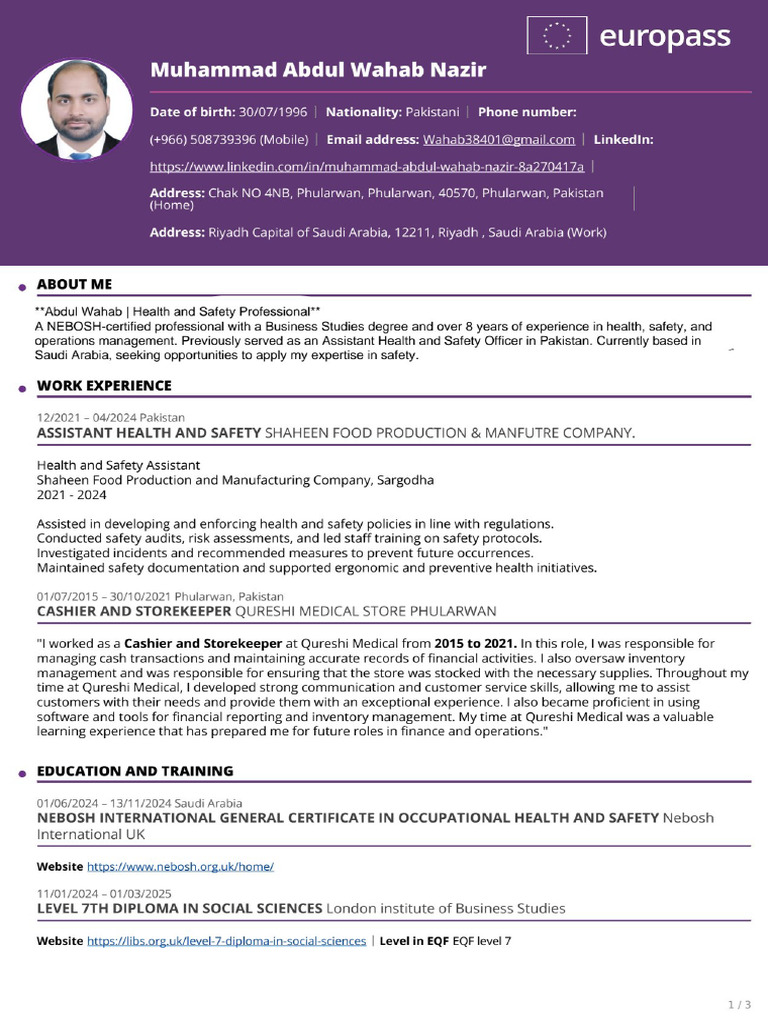 Wahab 2025 Purple CV | PDF