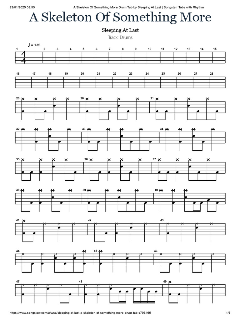 A Skeleton of Something More Drum Tab by Sleeping at Last - Songsterr ...