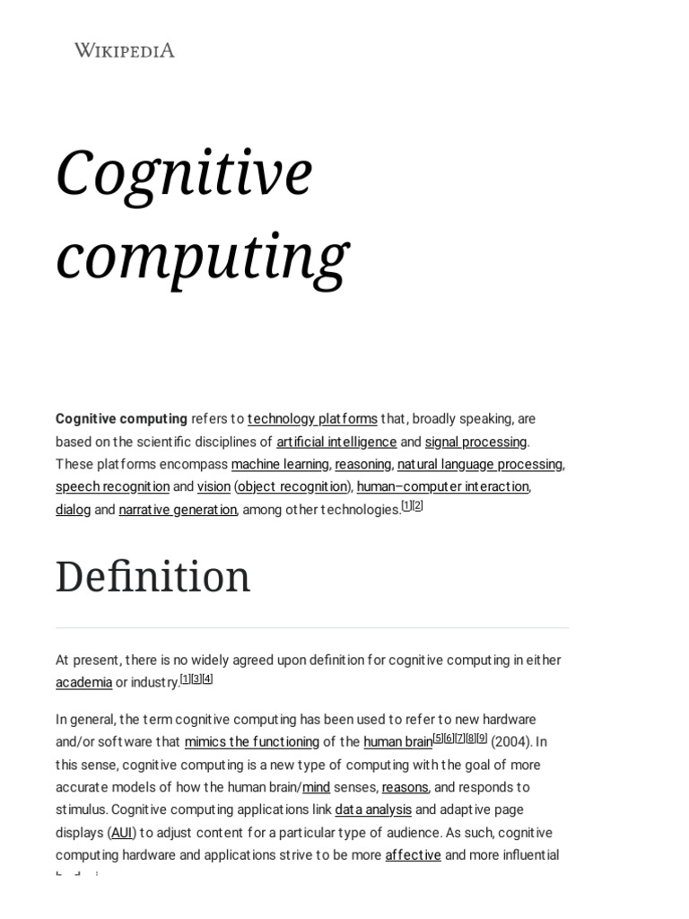 Cognitive computing | PDF | Teachers | Artificial Intelligence