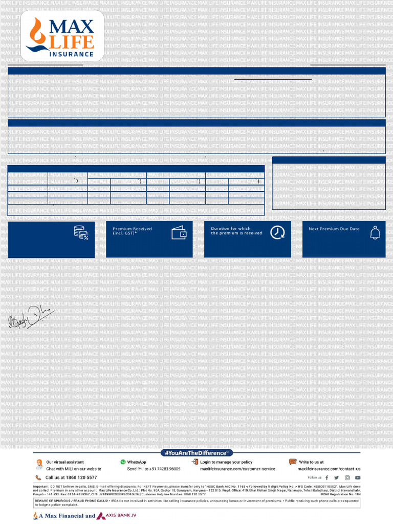 Max Life Premier Policy Receipt 2024 | PDF | Insurance | Taxes