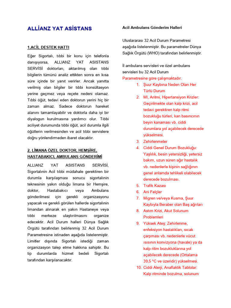 Allianz Yat Asistans | PDF