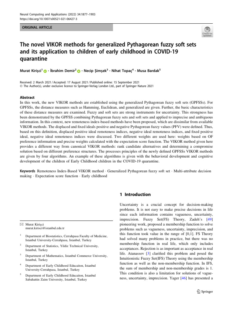 The novel VIKOR methods for generalized Pythagorean fuzzy soft sets and ...