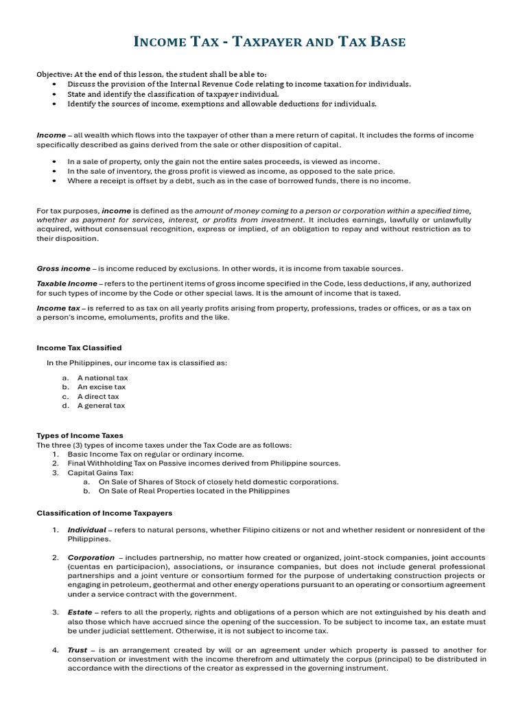 Income Tax Overview for Individuals | PDF | Gross Income | Taxes