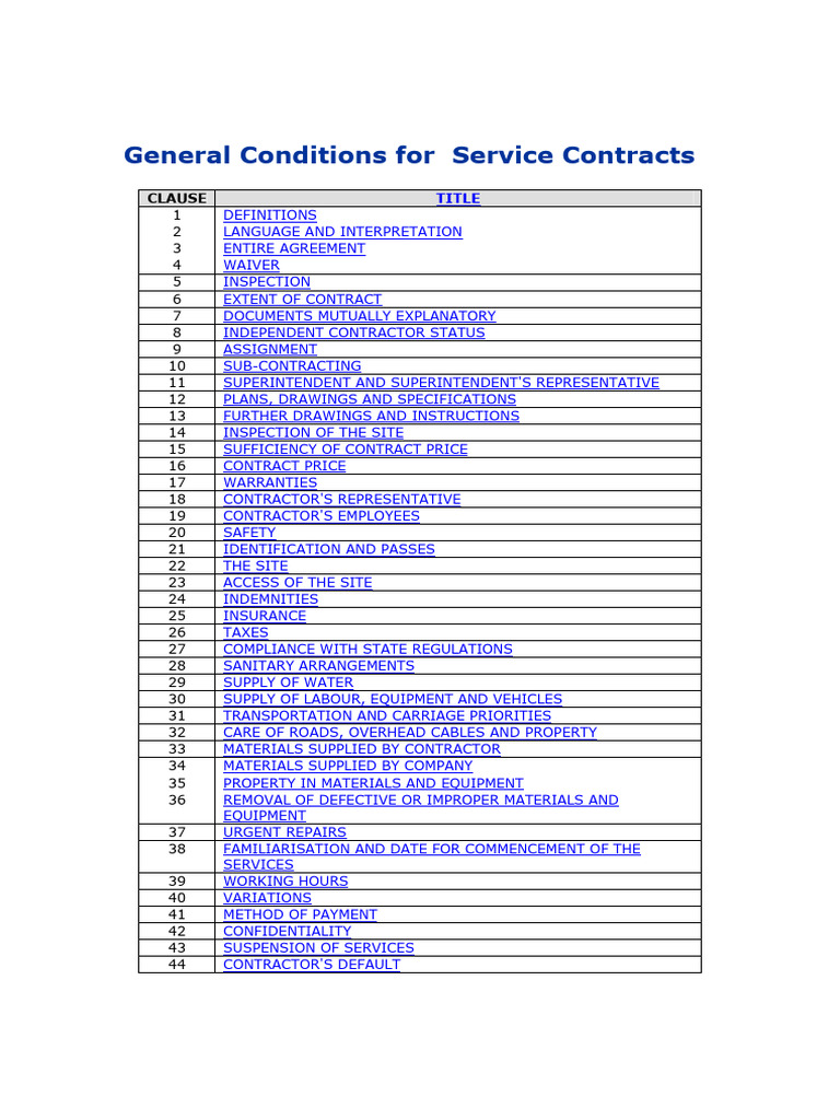 General Conditions for Service Contracts | PDF | Indemnity | Employment