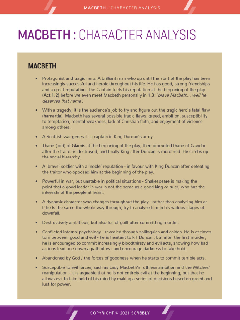 Macbeth Character Analysis Insights | PDF | Macbeth | Shakespearean ...
