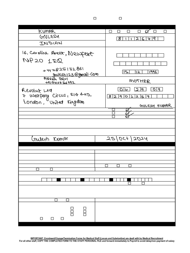 Appendix E - Enrolment NON-ROTATION | PDF | Employment | Payroll