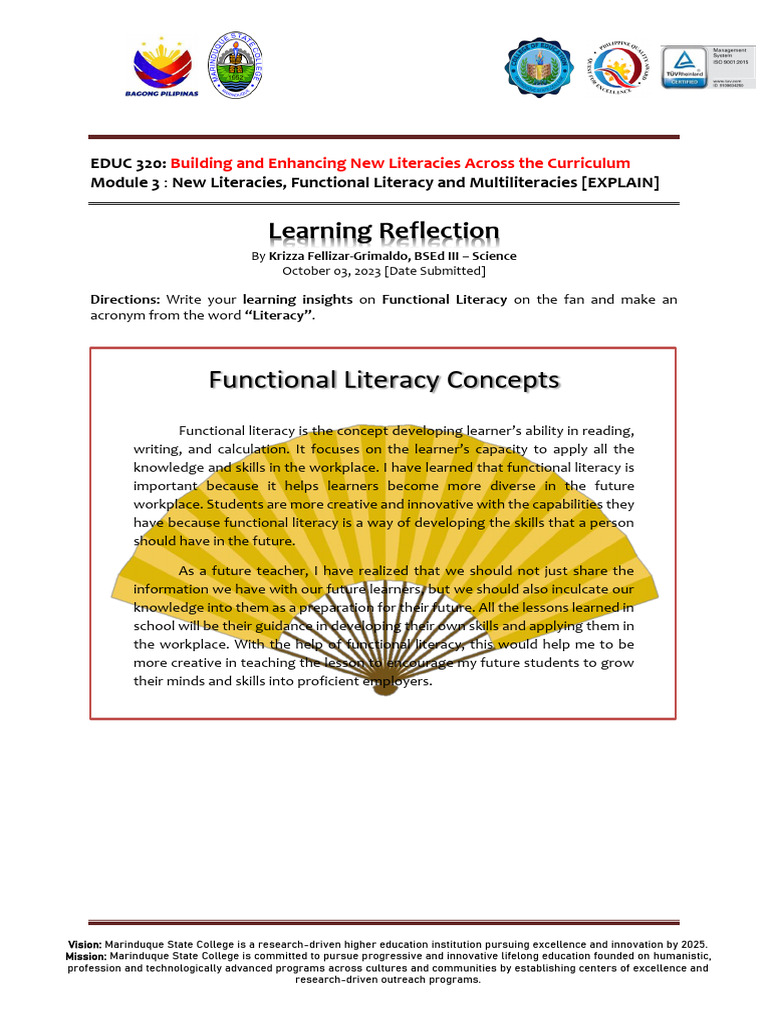 GRIMALDO_Krizza_F - Activity 3_Learning Reflection [Curriculum Application | PDF | Literacy ...