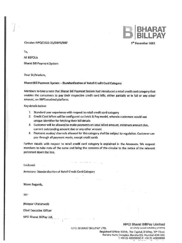 Guidelines on Bharat Bill Payment System (BBPS) | PDF