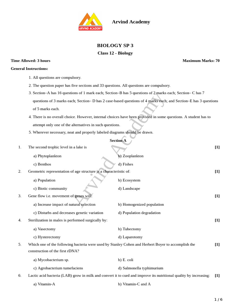 Question Biology SP 3_49387641_2025_01_23_07_28-Copy | PDF | Polymerase ...