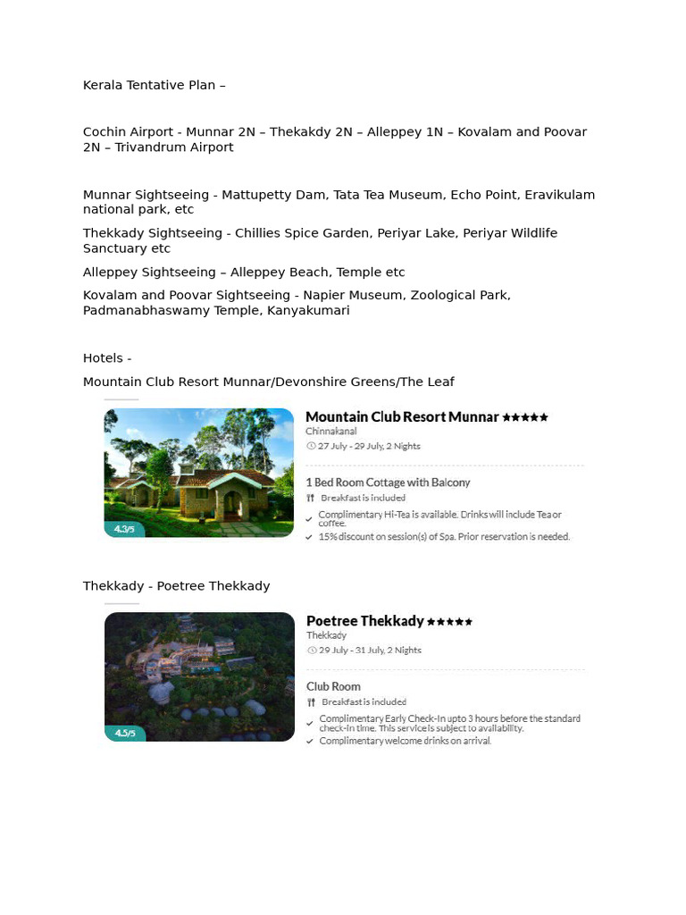 Kerala Tentative Plan | PDF