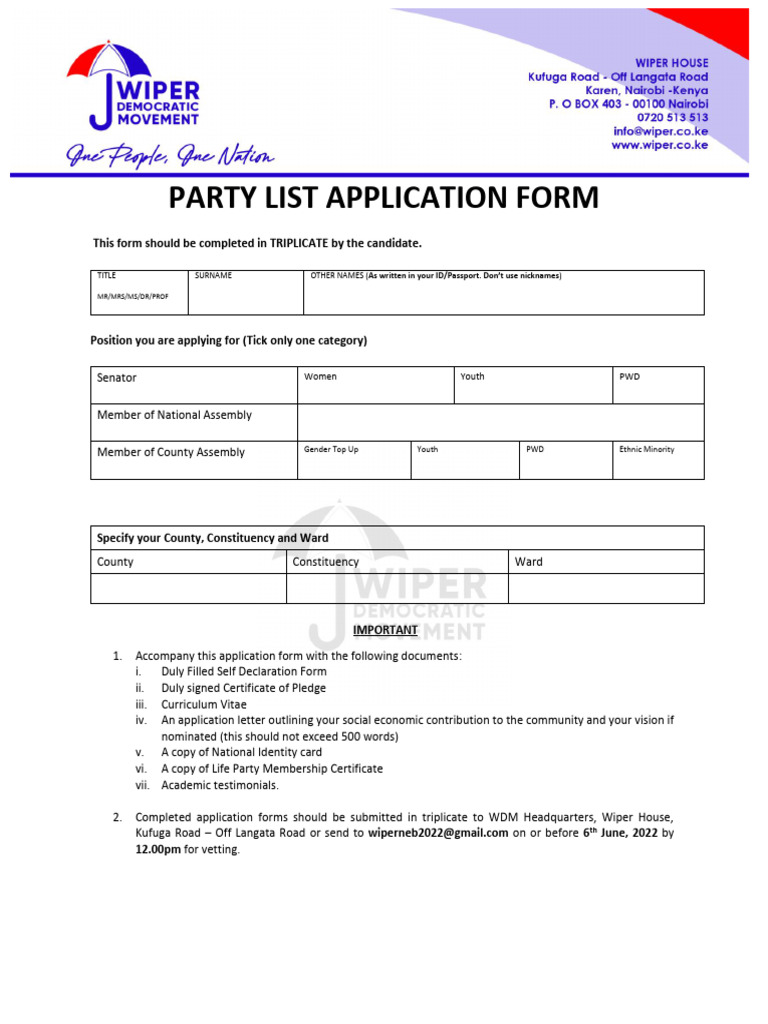 WDM Application Form | PDF | Identity Document | Oath