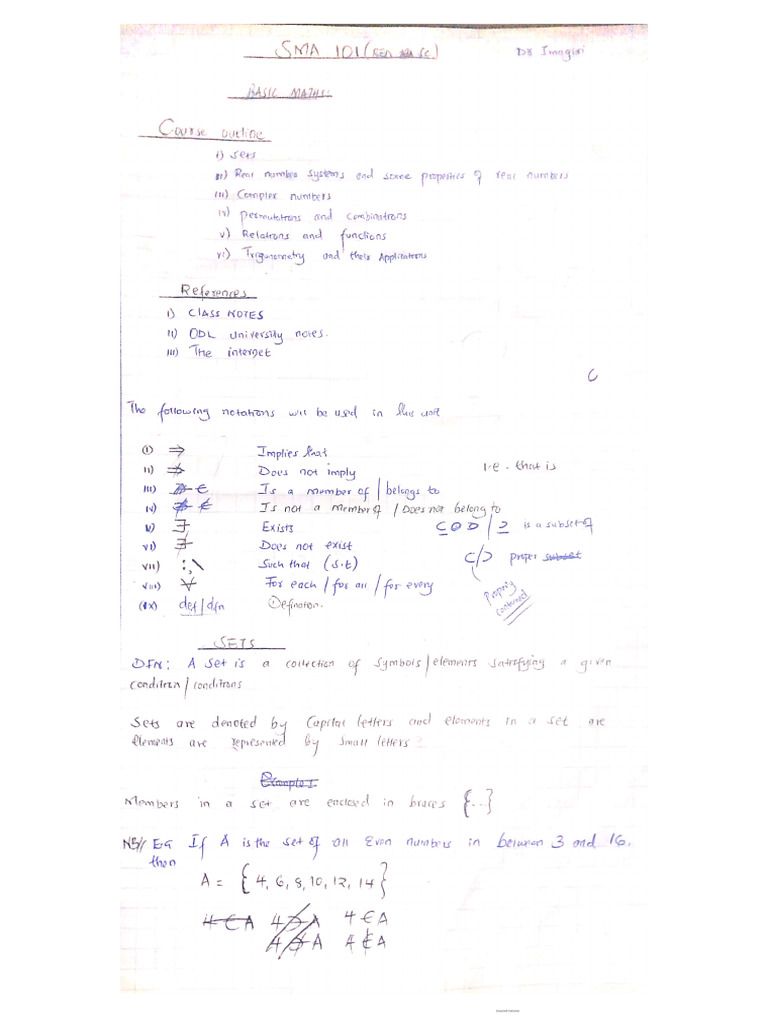 SMA 101 - Basic Maths | PDF
