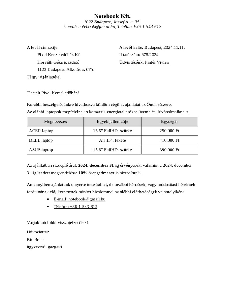 Pintér Vivien Levél | PDF