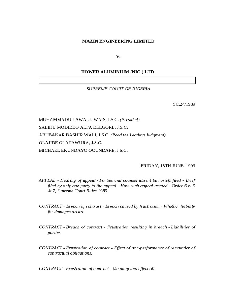 MAZIN ENGINEERING LIMITED | PDF | Appeal | Judgment (Law)