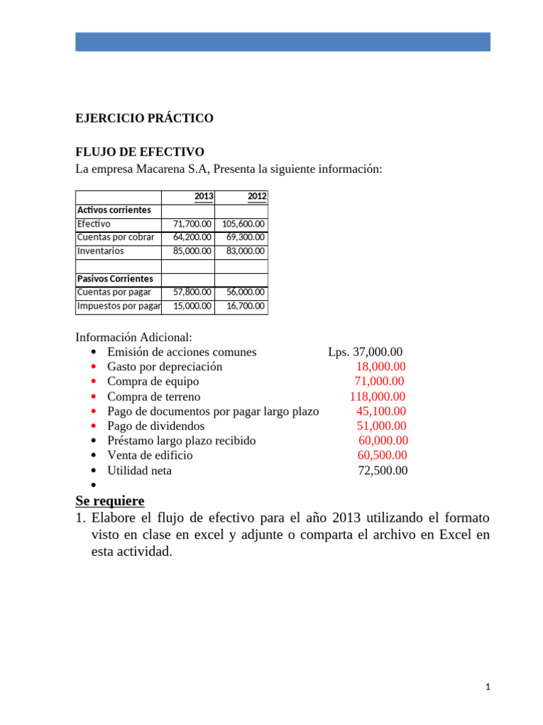 Ejercicio Flujo de Efectivo Contabildiad Gerencial | PDF
