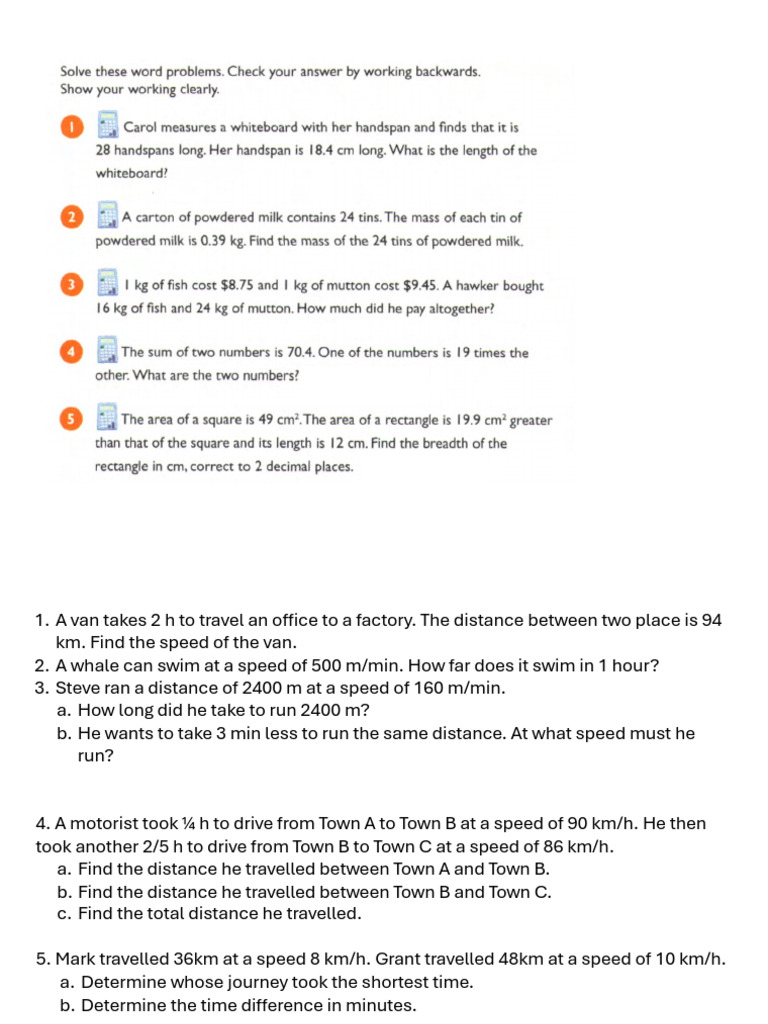 Speed and Distance Practice Problems | PDF