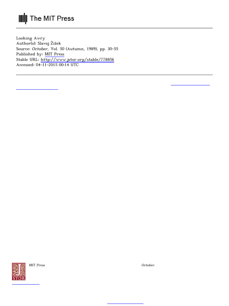 [October Vol. 50] Slavoj Žižek - Looking Awry (1989) [10.2307_778856 ...