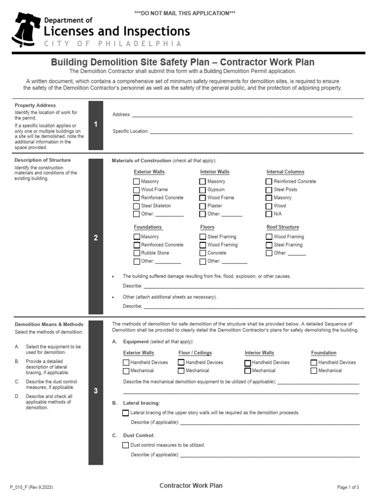 Demolition Site Safety Plan Form | PDF | Demolition | Framing ...