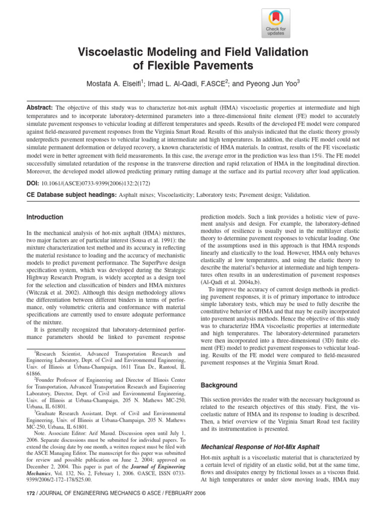 Viscoelastic Modeling of Asphalt Pavements | PDF | Viscoelasticity ...