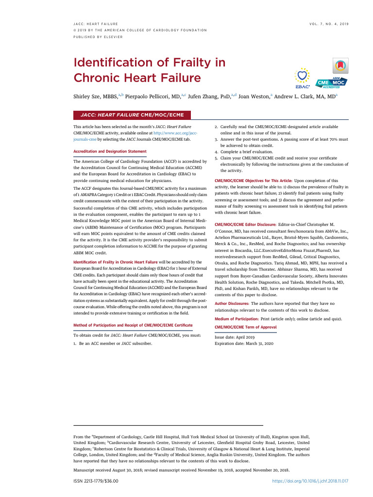 Frailty | PDF | Heart Failure | Ejection Fraction