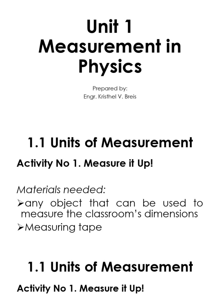 Physics Measurement Activities | PDF | Measurement | International ...