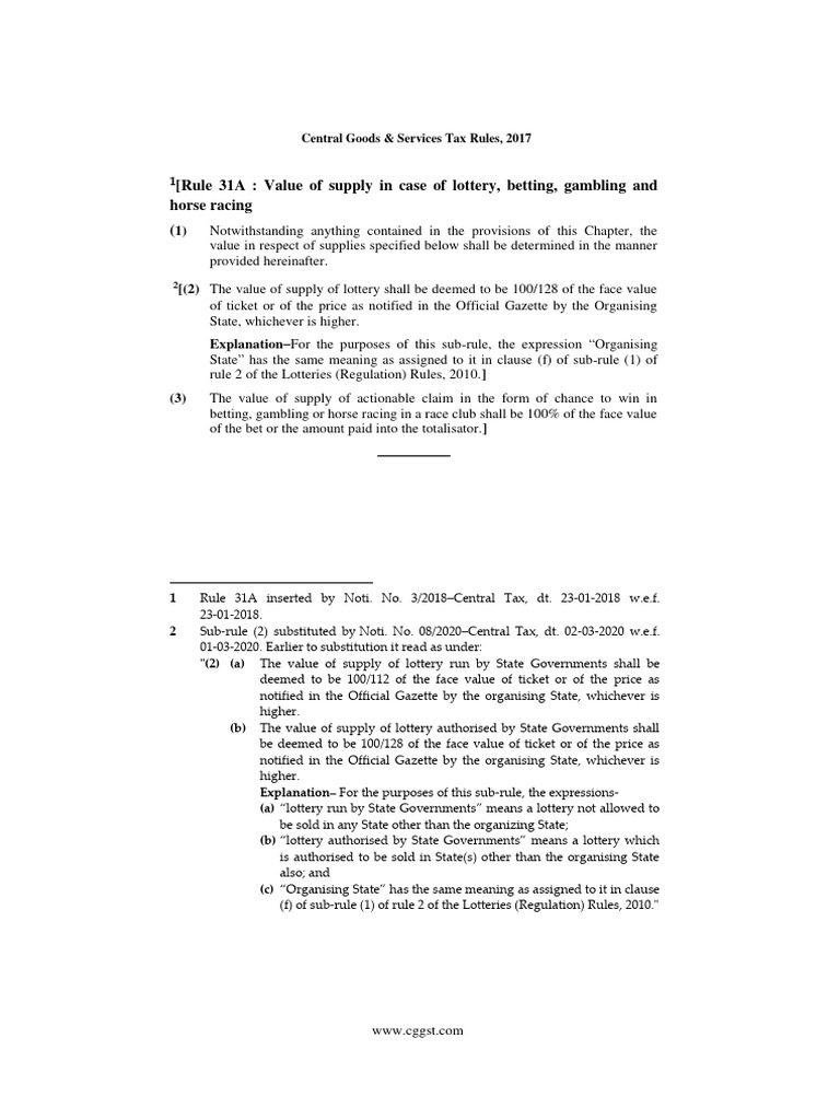 Rule-31A | PDF | Gaming | Gambling