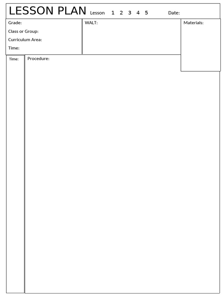 Lesson Plan Sheet 2 (Form) | PDF