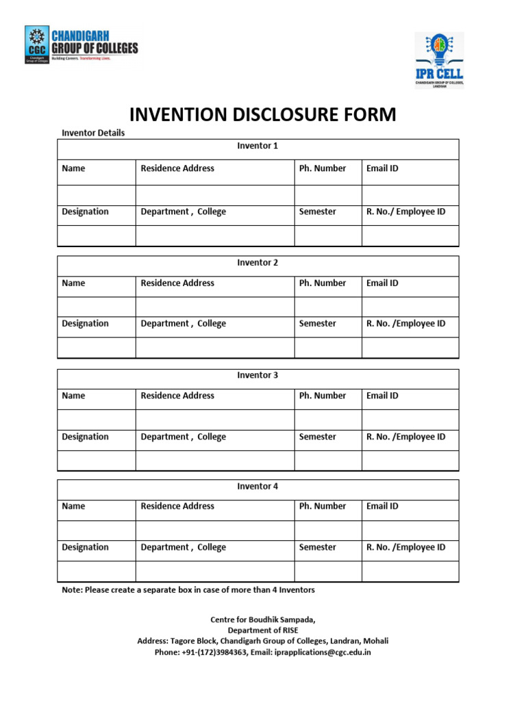 IDF - Centre For Boudhik Sampada (CBS) - CGC | PDF | Invention | Prior Art