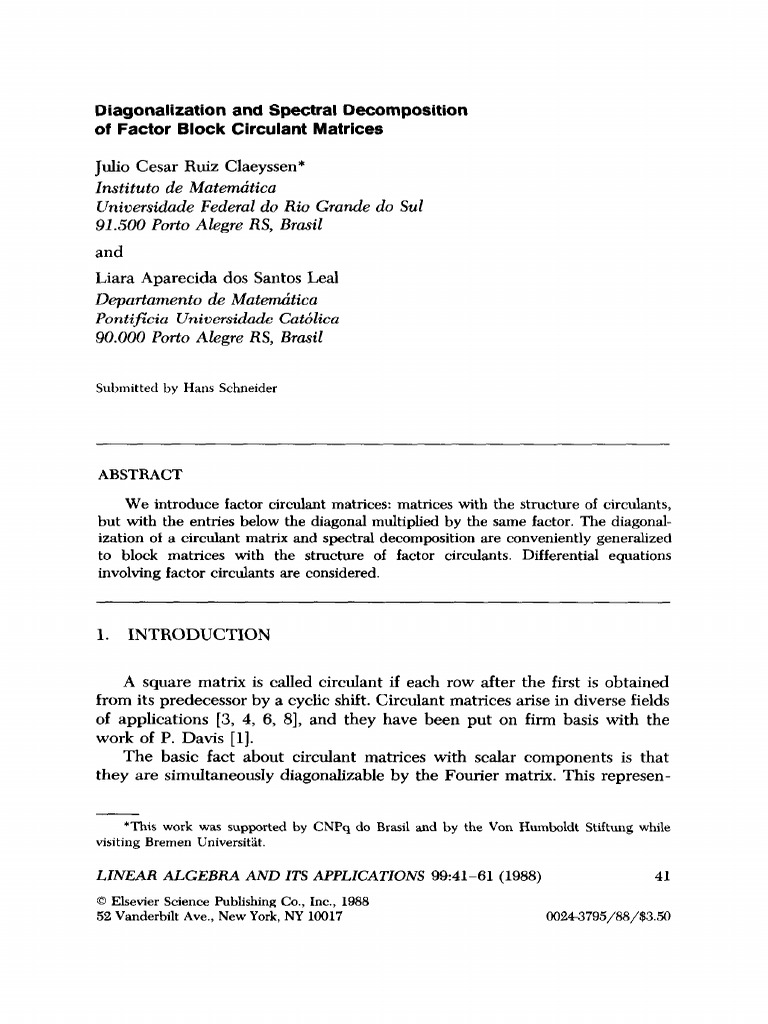 Factor Block Circulant Matrix Theory | PDF | Matrix (Mathematics ...