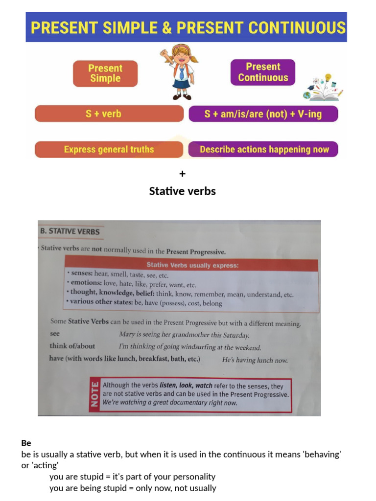 1M Present SimpleCont Stative Verbs | PDF