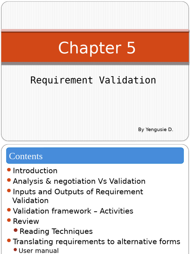 Lecture 8 (Chapter 5) - Requirement Validation | PDF | Computing