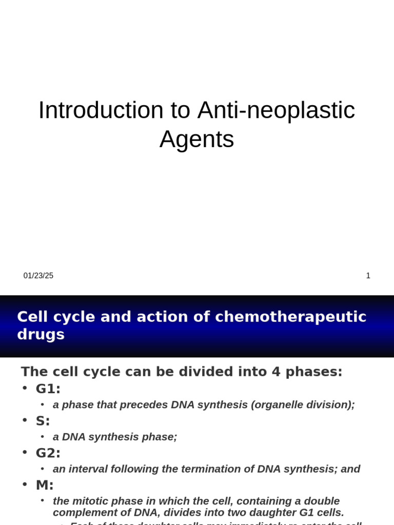 Introduction To Anti-Neoplastic Agents | PDF | Chemotherapy | Cell Cycle