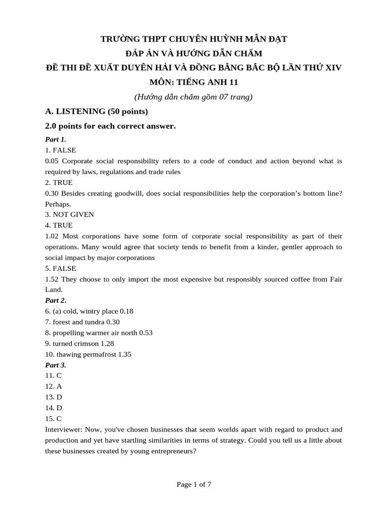 English Exam Answer Key & Guide | PDF | Word | Human Communication