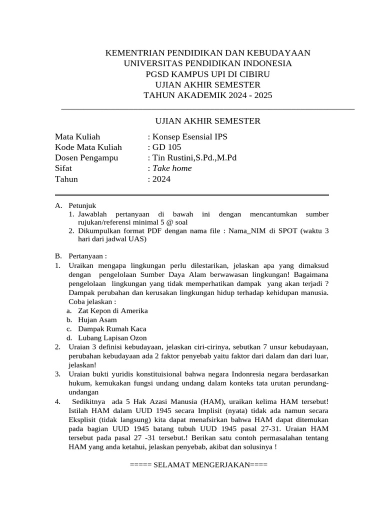 Soal Uas Keips 24 | PDF