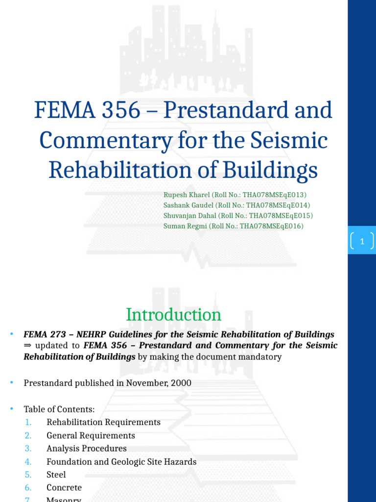 FEMA 356 - Course - Seismic Risk Analysis Group Presentation (Shuvanjan ...