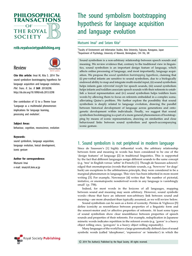 Sound Symbolism in Language Acquisition | PDF | Word | English Language