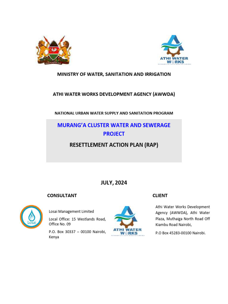 Murang’a Water and Sanitation RAP Report | PDF | Wash | Sanitary Sewer