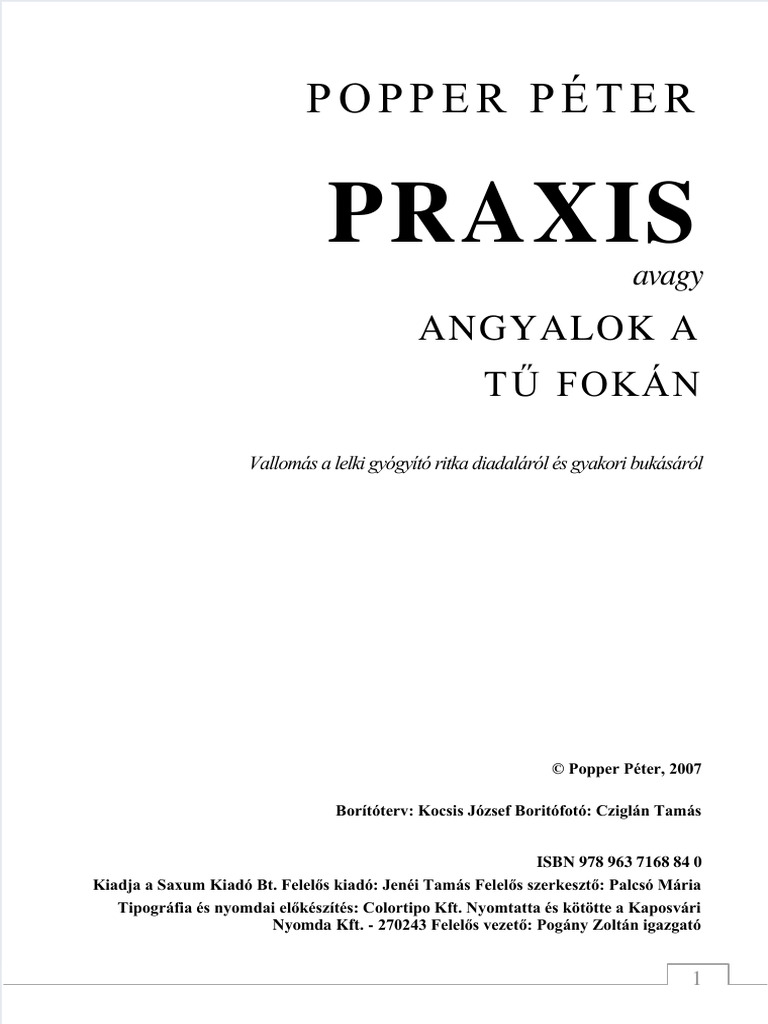 Popper Peter Praxis Avagy Angyalok A Tu Fokan | PDF