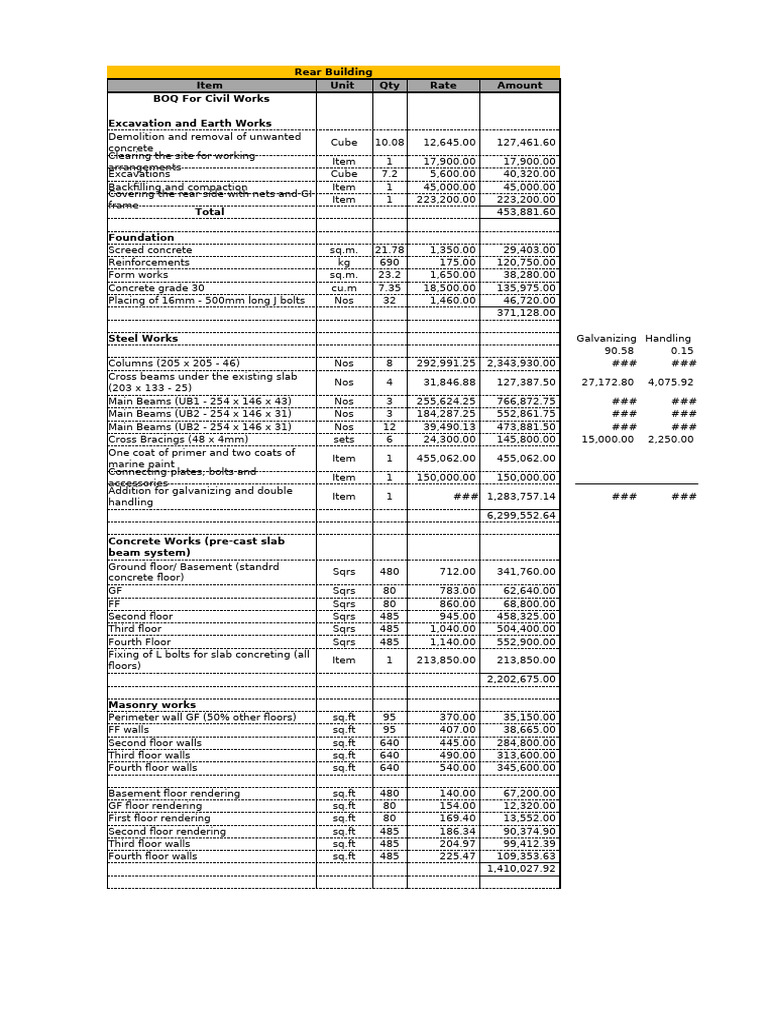 BOQ-rear Building - Client-R1 | PDF | Wall | Door