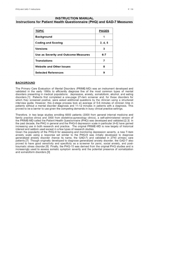 OSF - Pfizer (N.D.) - GAD-7 - Manual | PDF