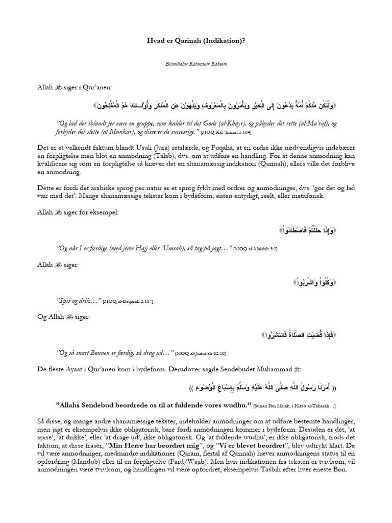 Hvad Er Qarinah (Indikation) | PDF