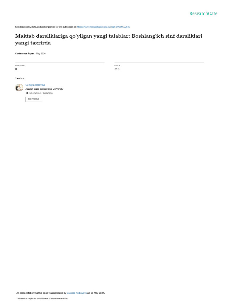 XalqaokonferensiyaXolboyevaGulnora2 Maqola | PDF